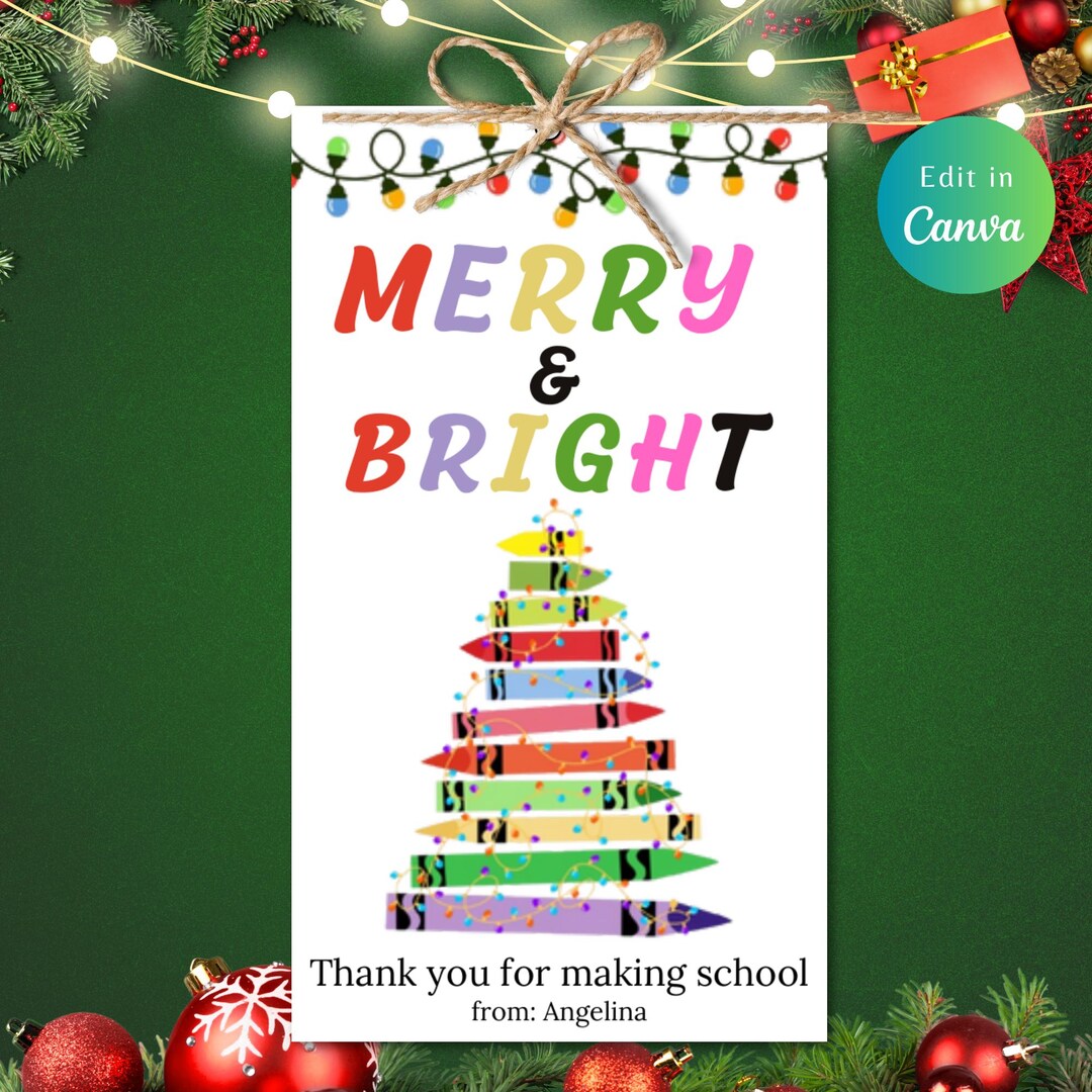 Editable MERRY AND Bright Tag, Gift Tag Printable, Holiday Gift Tag ...