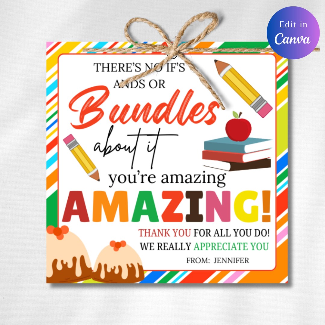 EDITABLE Bundt Appreciation Tag, No If's Ands or BUNDTS About It ...