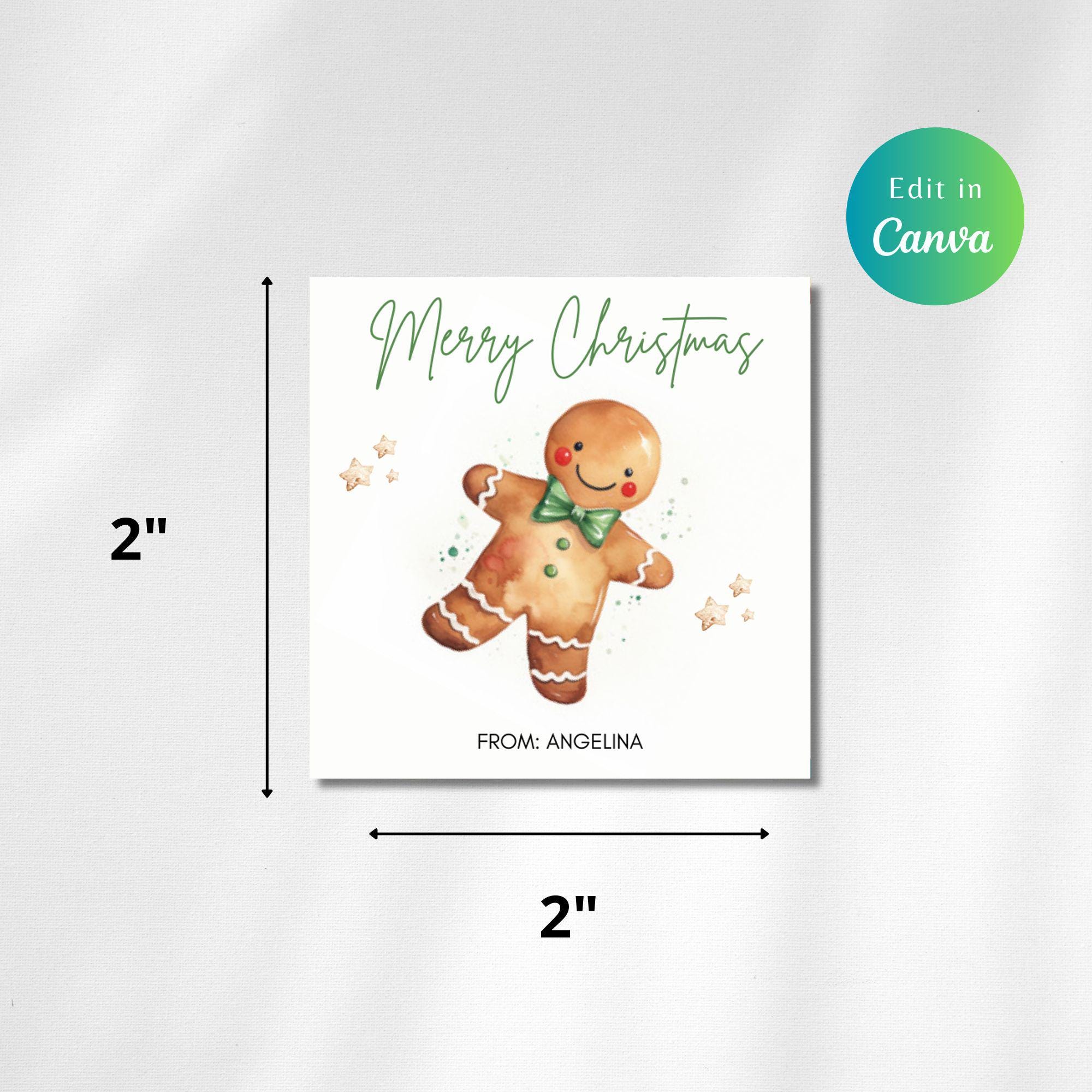 EDITABLE DIGITAL GINGERBREAD Man Gift Tag Printable Christmas Gift Tags ...