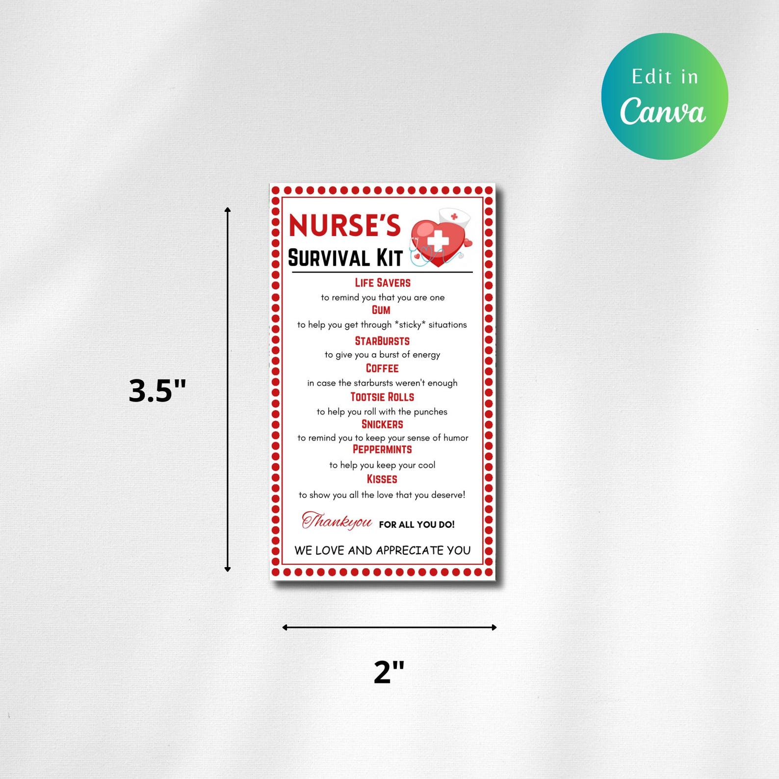 Editable NURSE'S SURVIVAL Kit, Nursing School TREAT, Back to School ...