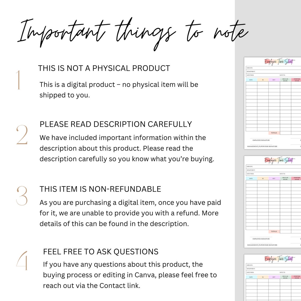 Editable EMPLOYEE TIME SHEET, Time Keeping Log, Printable Time Sheet ...