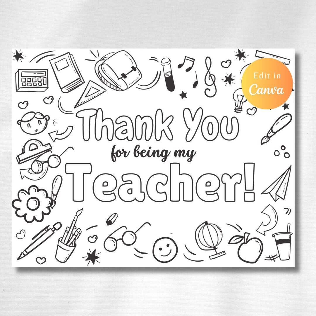 Editable TEACHER THANK You Card, Teacher Appreciation Gifts, End of ...