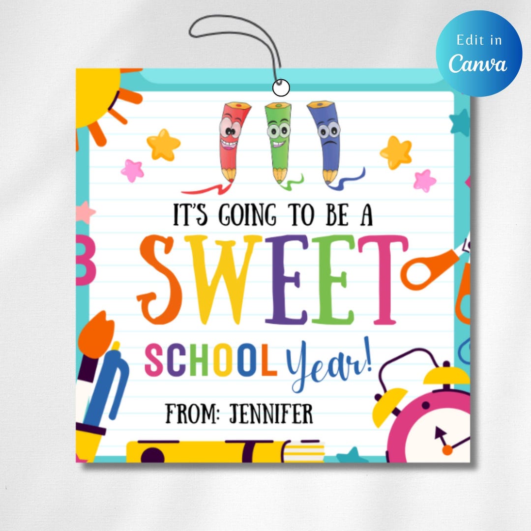 FIRST DAY OF School Treat Tag, New School Year Sweet Treat Tag ...