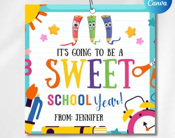 First Day of School Treat Tag, Back to School / New School Year Sweet ...