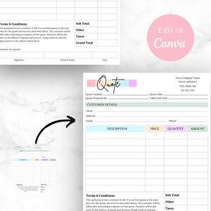 EDITABLE QUOTE FORM, Price Estimate, Quote Proposal, Quote Template ...