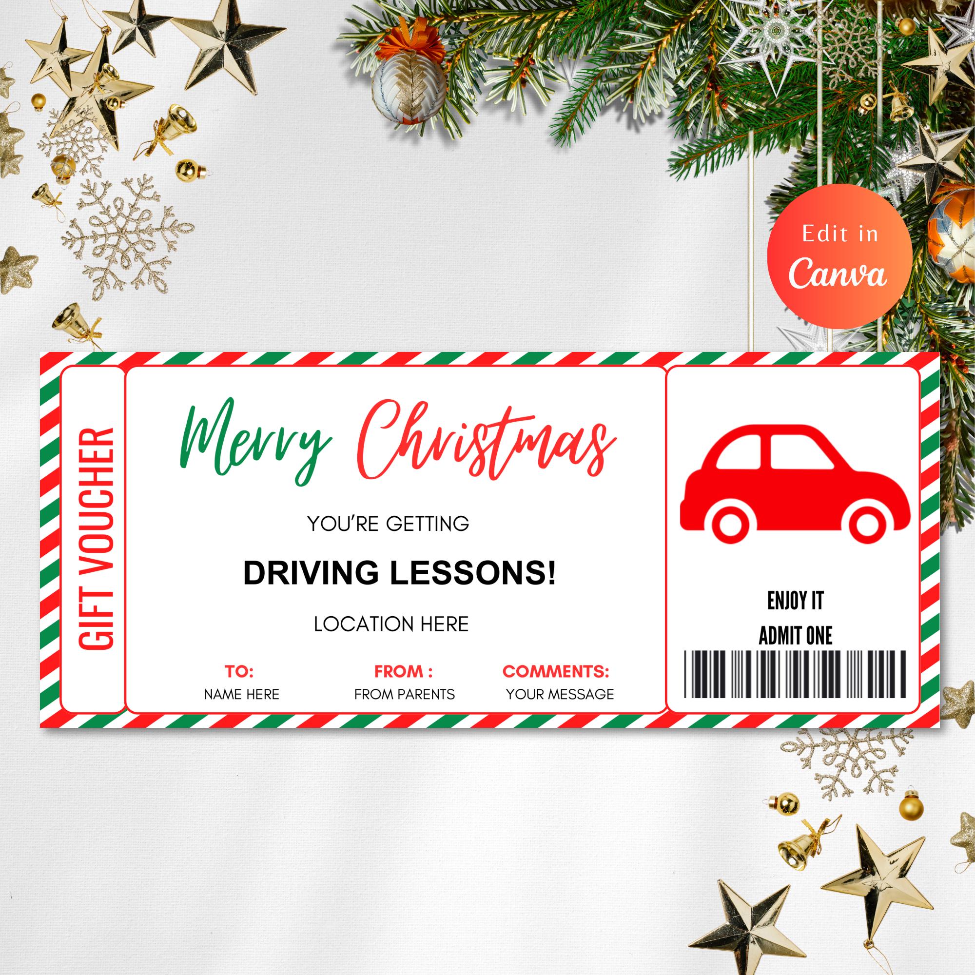 EDITABLE Driving Lessons Gift Voucher Template Certificate Ticket ...