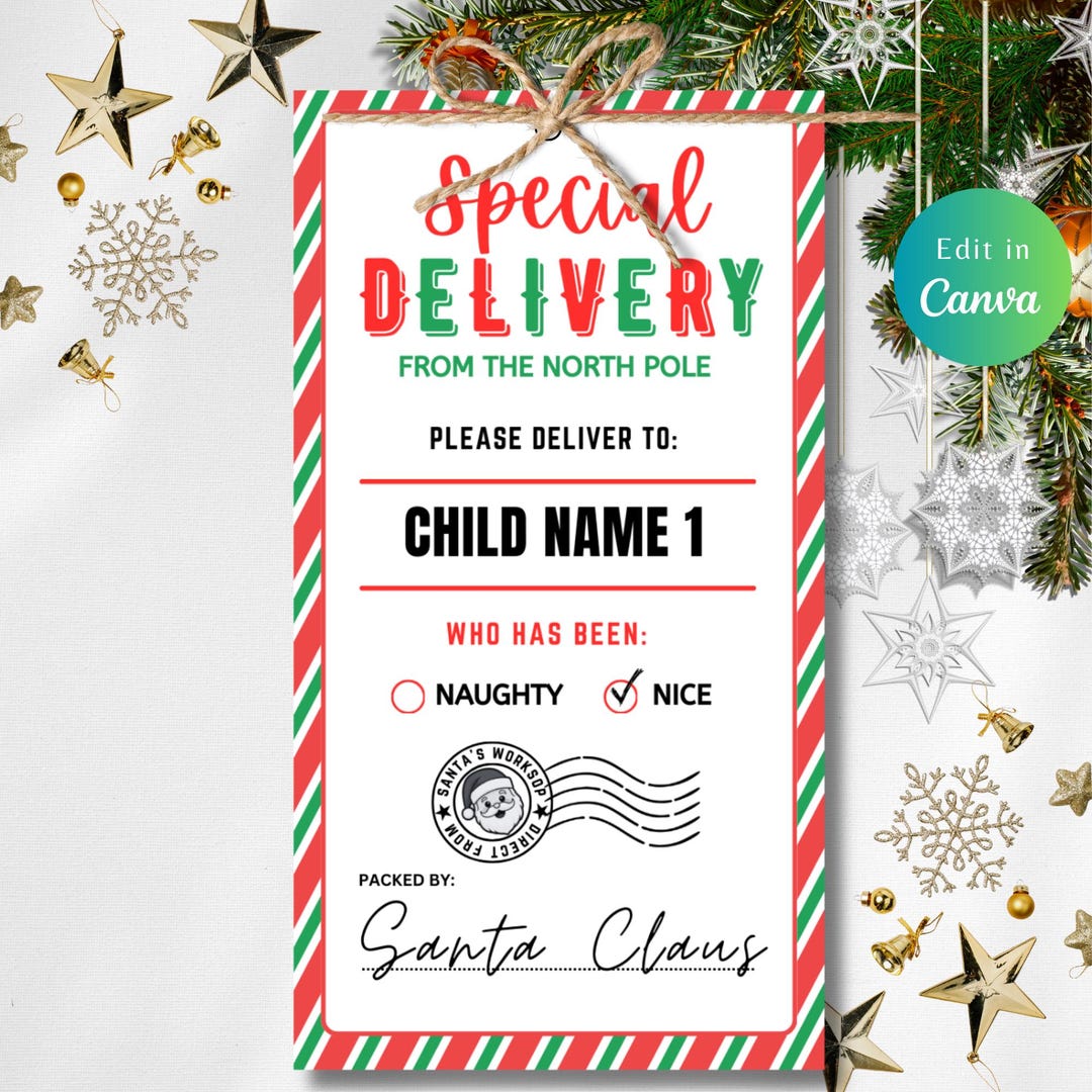 Editable SANTA Tags Template, Santa Gift Tags, Printable Santa Tags ...