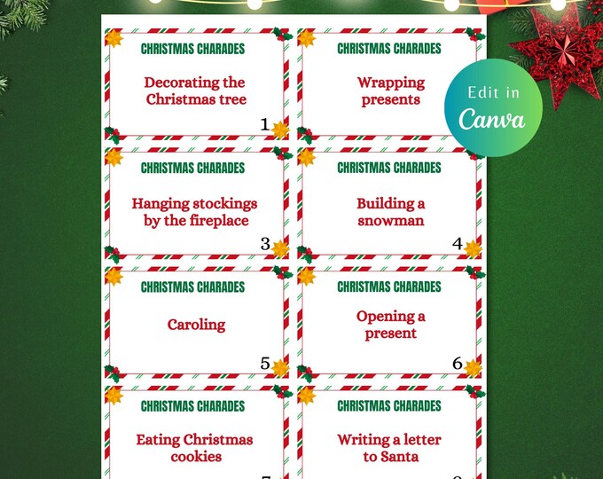 Christmas Charades, Printable Games, Christmas Pictionary, Fun ...