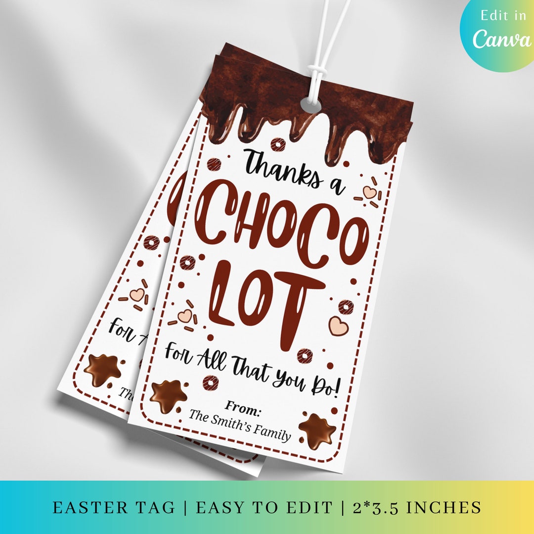 Editable CHOCOLATE GIFT Tag Template, Holiday Gift Tags, Gift Tag ...