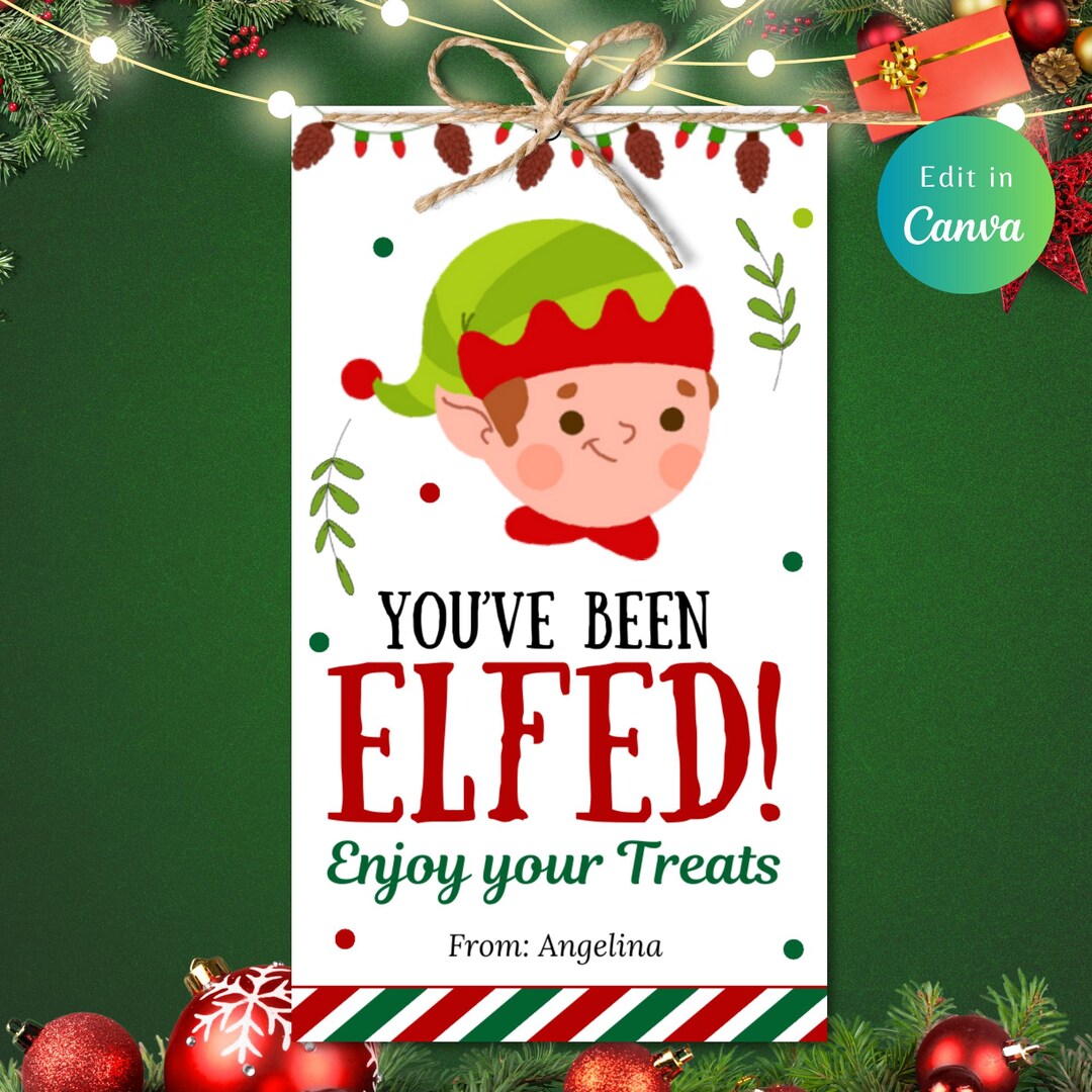 Editable YOU'VE BEEN Elfed Christmas, You've Been Elfed, Elf Printable ...