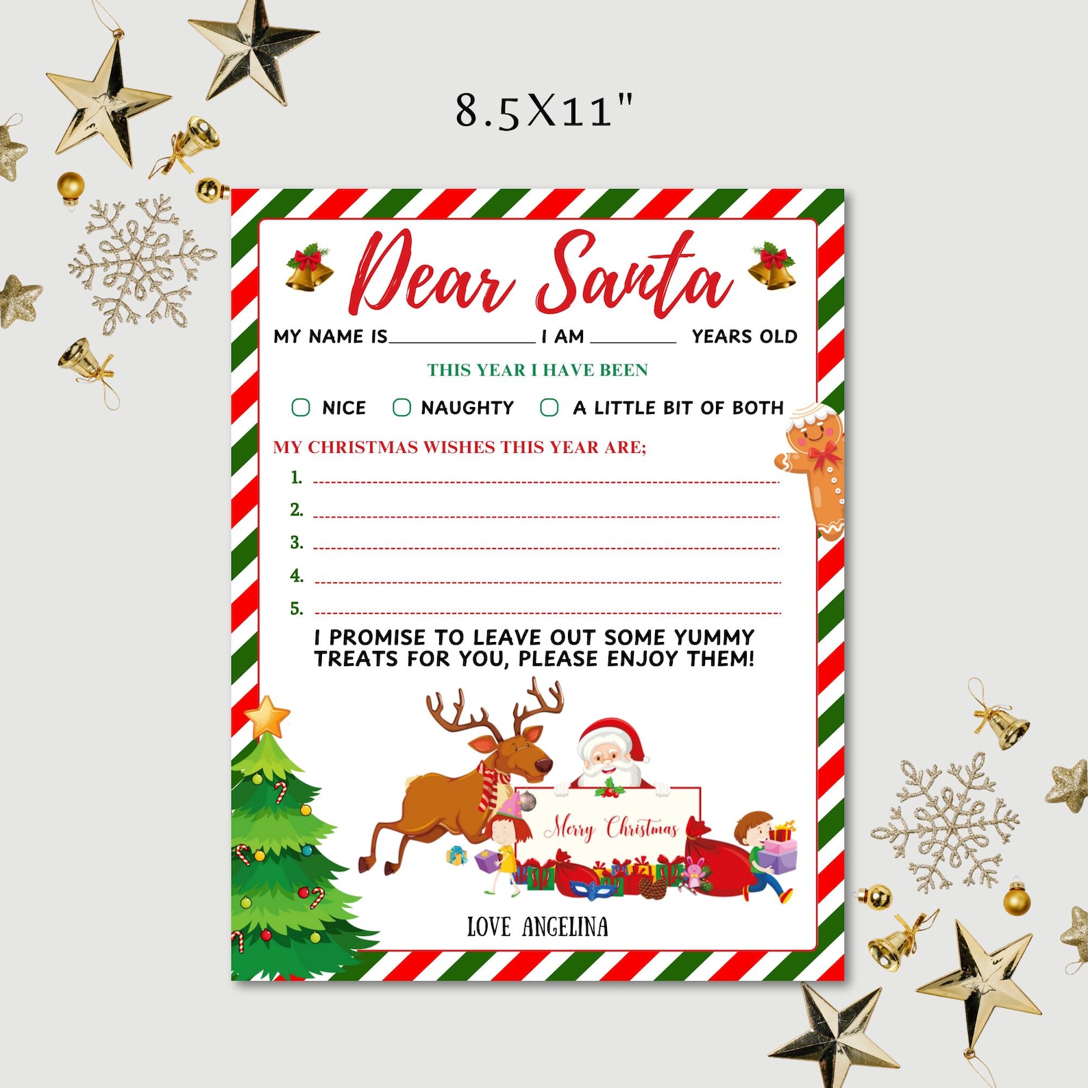 PRINTABLE KIDS LETTER to Santa Santa Claus, Santa Letter, Christmas ...
