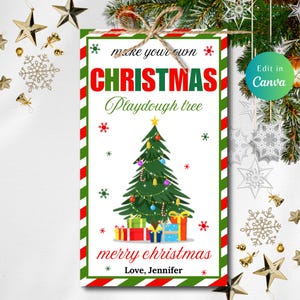 Editable CHRISTMAS PLAYDOUGH Tree Tag, Perfect for Holiday FAVORS ...