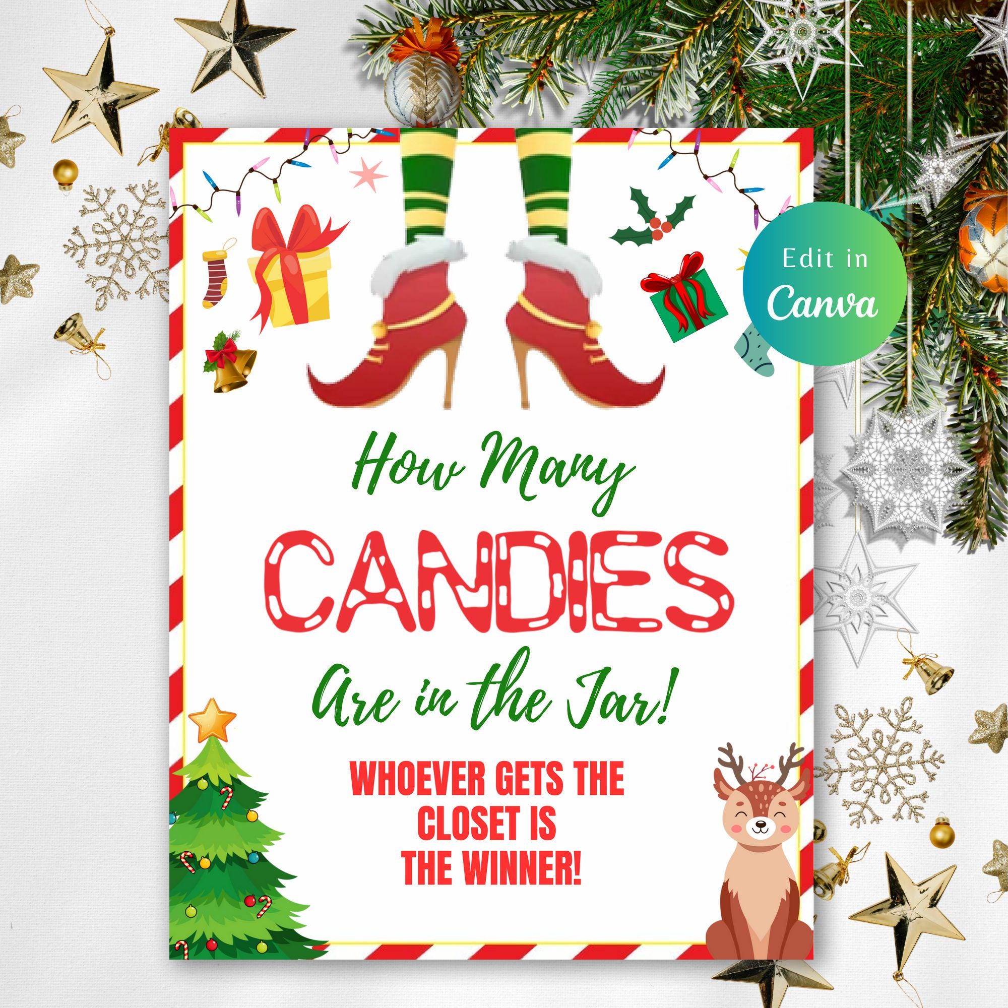 Editable GUESS HOW Many Candy Canes in the Jar, Count the Candies, How ...