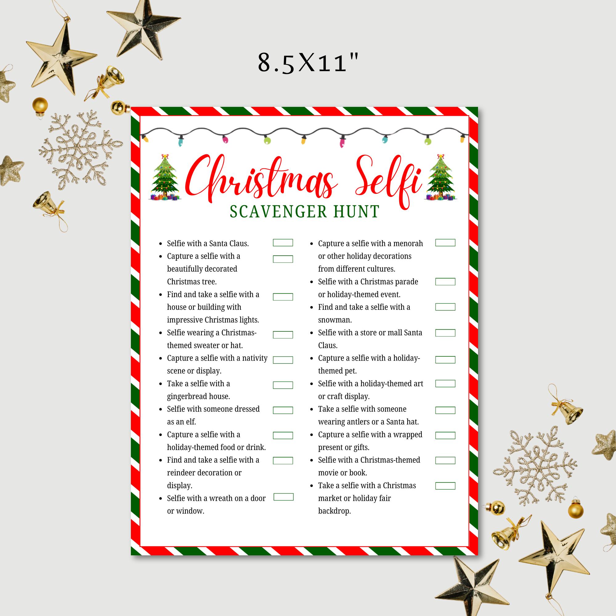 Editable CHRISTMAS SELFIE Scavenger Hunt Game, Party Games, Games for ...