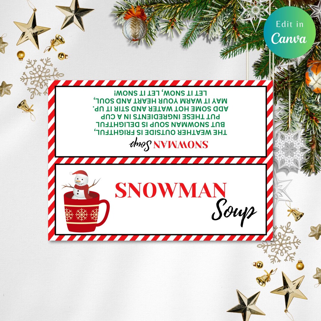 Editable SNOWMAN SOUP Treat Bag Topper, Snowman Soup, Treat Bag Topper ...