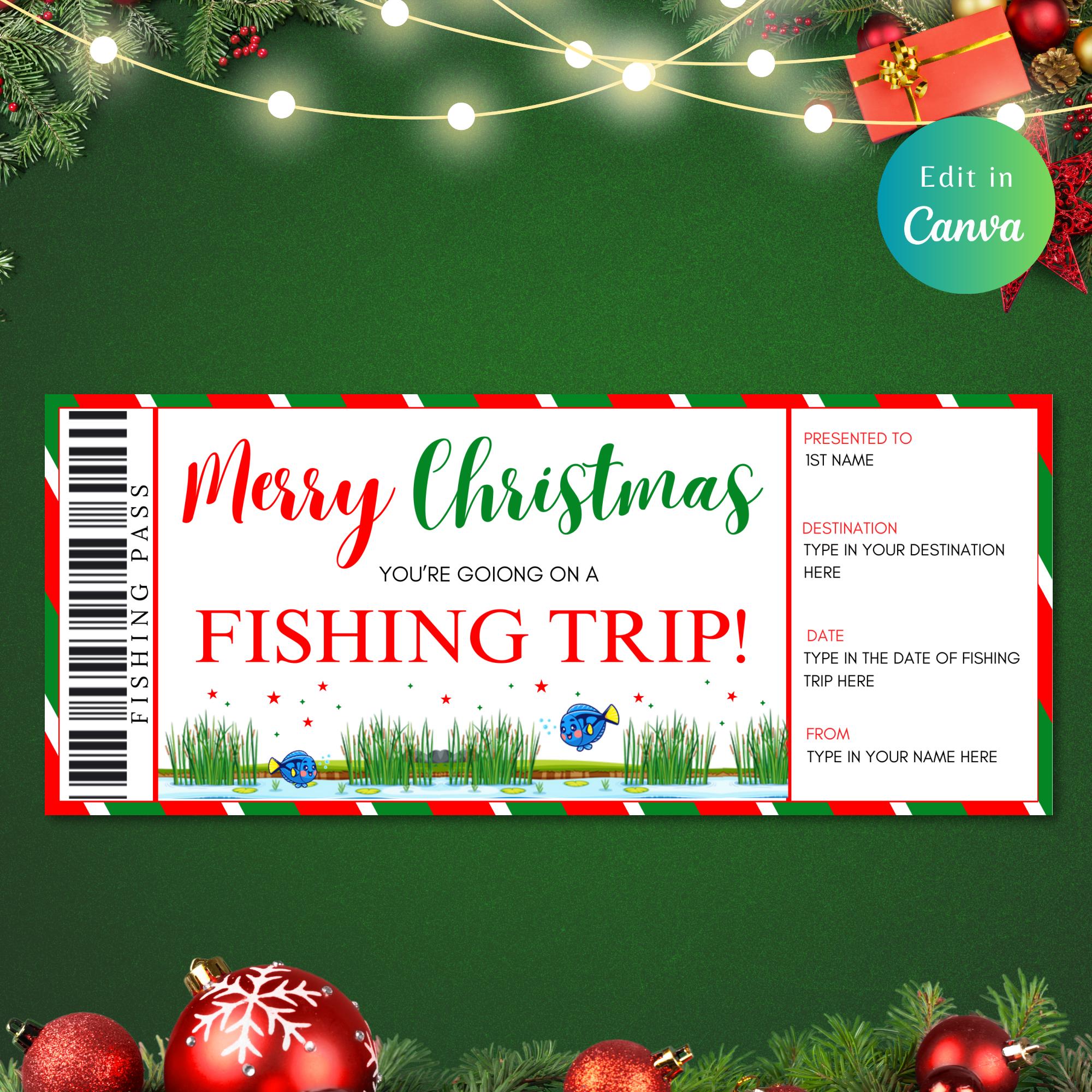 EDITABLE FISHING CHRISTMAS Gift Voucher Template, Christmas Gift ...