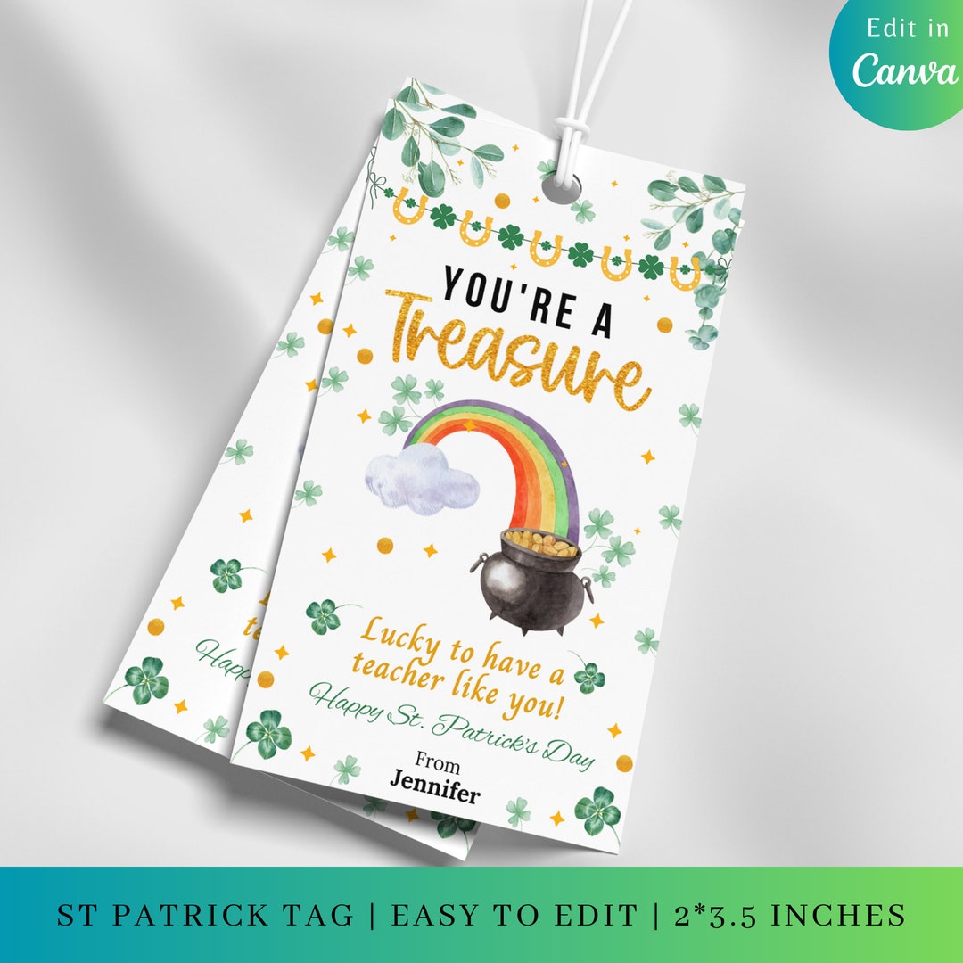 Editable TEACHERS ST Patricks Day Gift Tag, St Patrick Tags, St Patrick ...