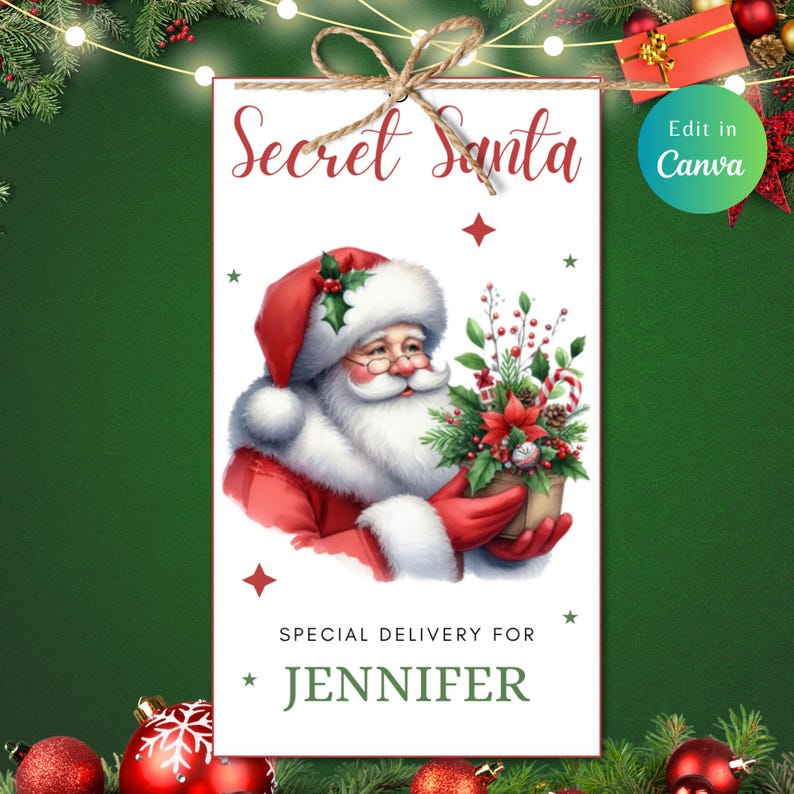 SECRET SANTA GIFT Tag Template, Printable Kris Kringle Gift Tags ...