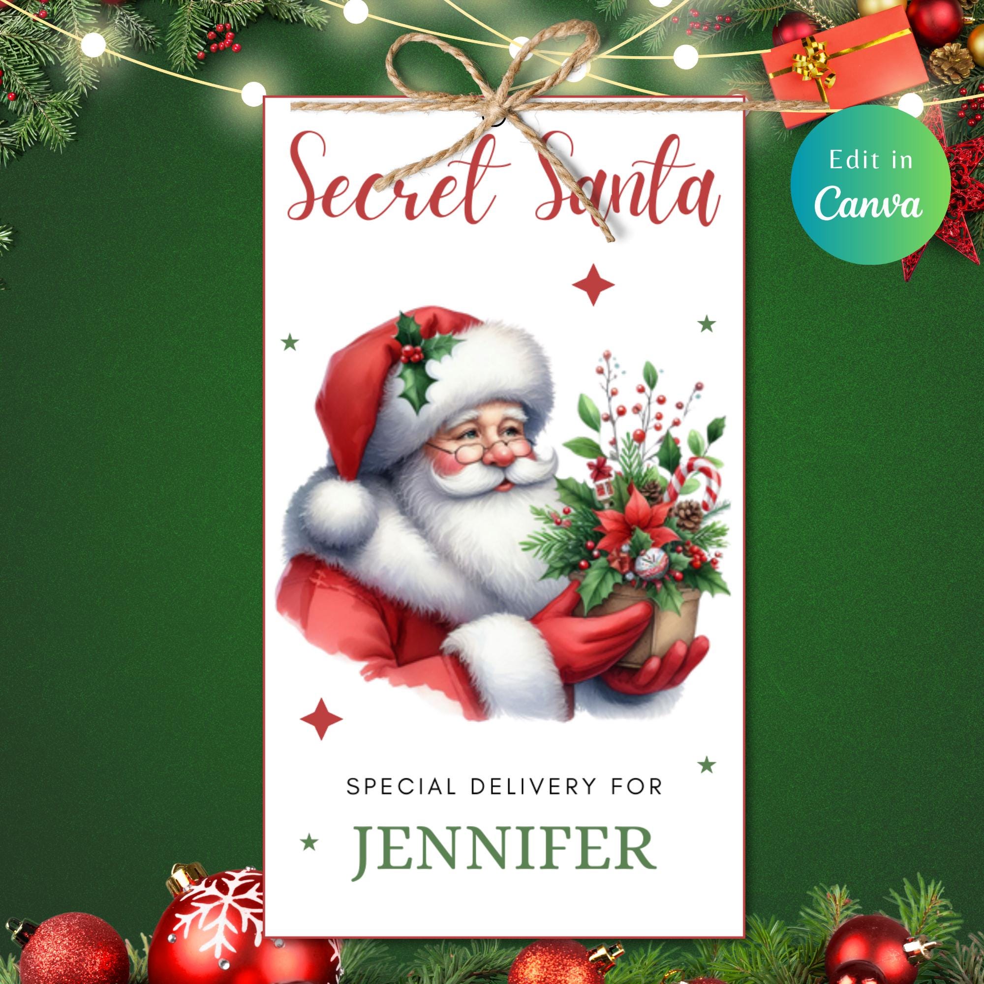 SECRET SANTA GIFT Tag Template, Printable Kris Kringle Gift Tags ...