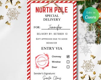 Printable North Pole Special Delivery Tag Template, Editable Santa Gift ...