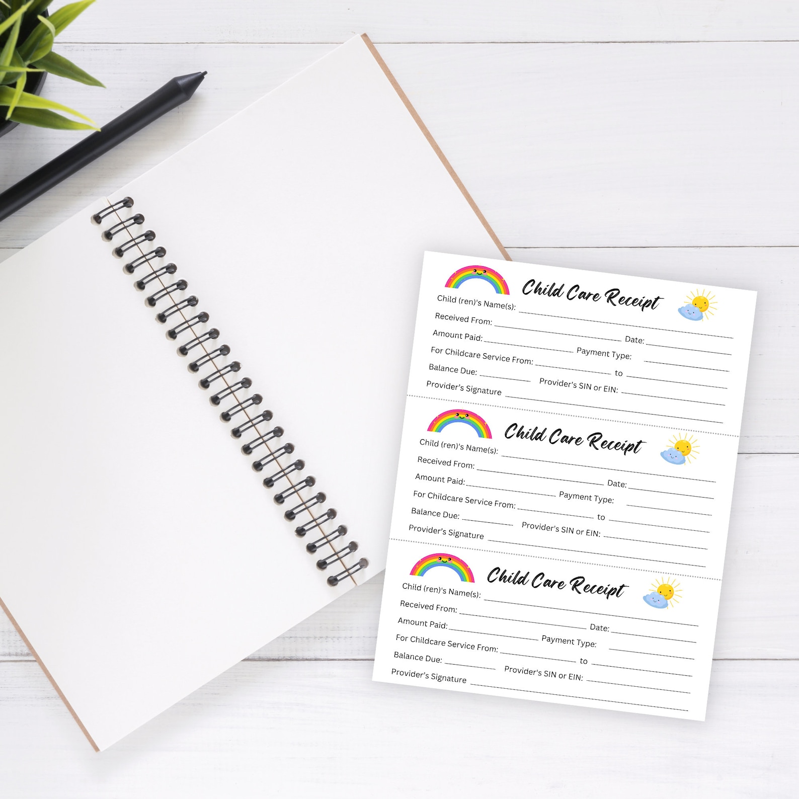 CHILD CARE RECEIPTS, Daycare Receipts, Printable Receipts, Receipts ...