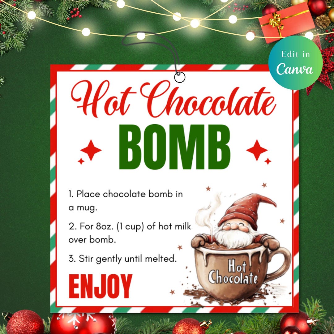 Editable ELF HOT Chocolate Bomb Tags, Hot Cocoa Bomb, Letter From Elf ...