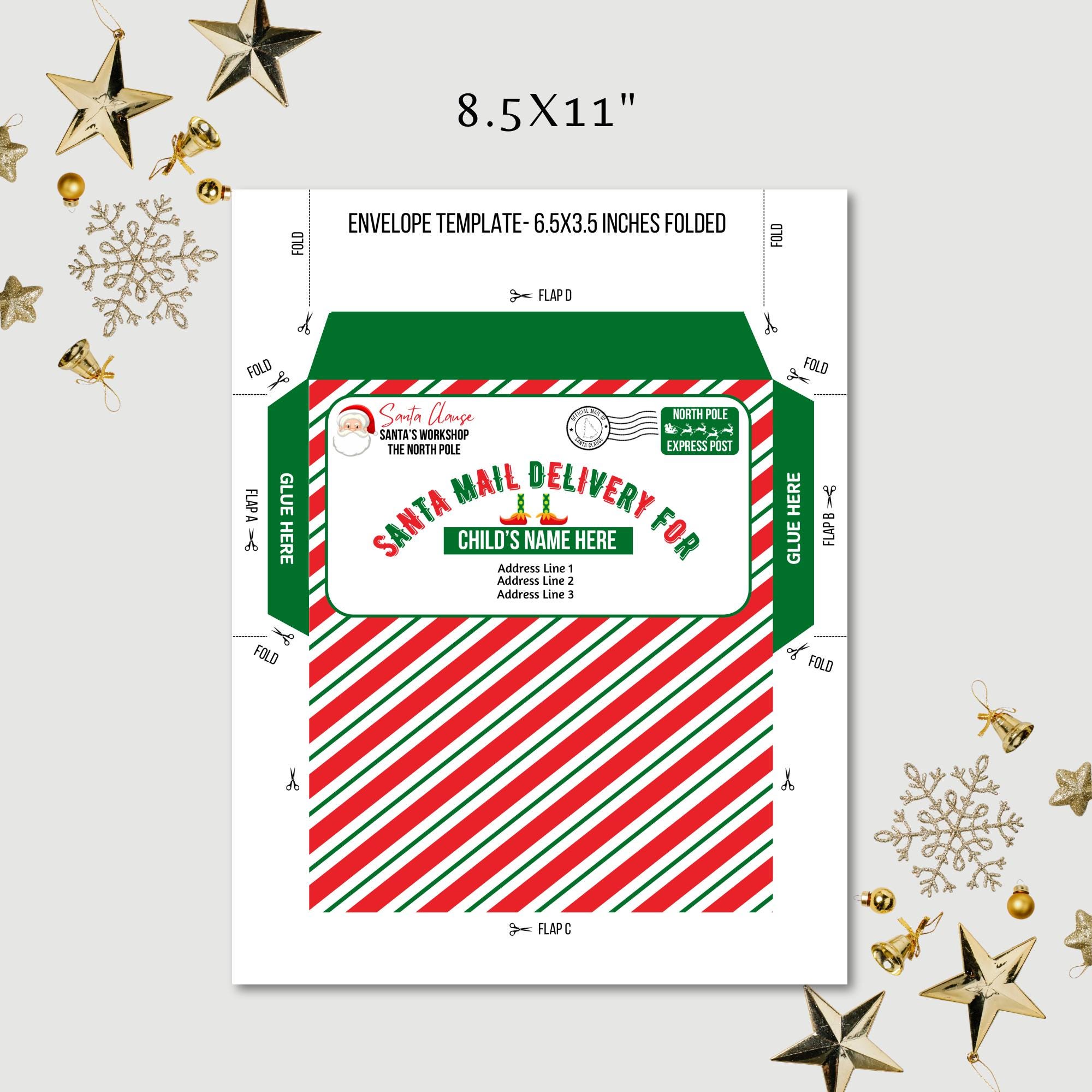 Editable Santa Envelope Template Printable, From Santa Claus, PRINTABLE ...