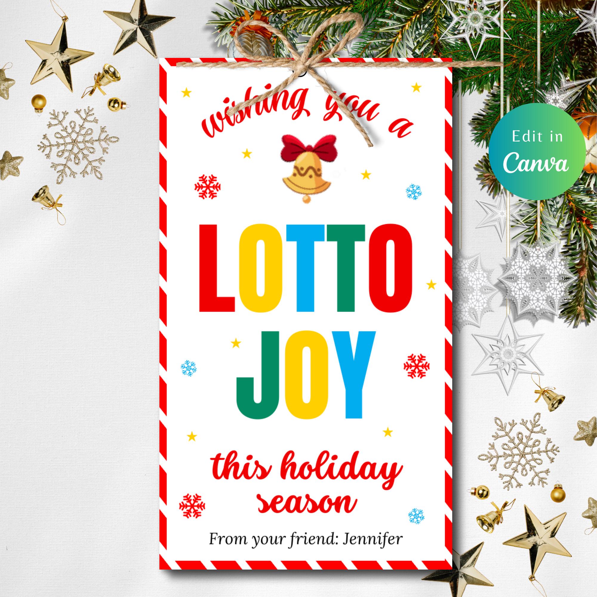 Editable LOTTO JOY Gift Tags, Wishing You a Lucky Lottery Ticket ...