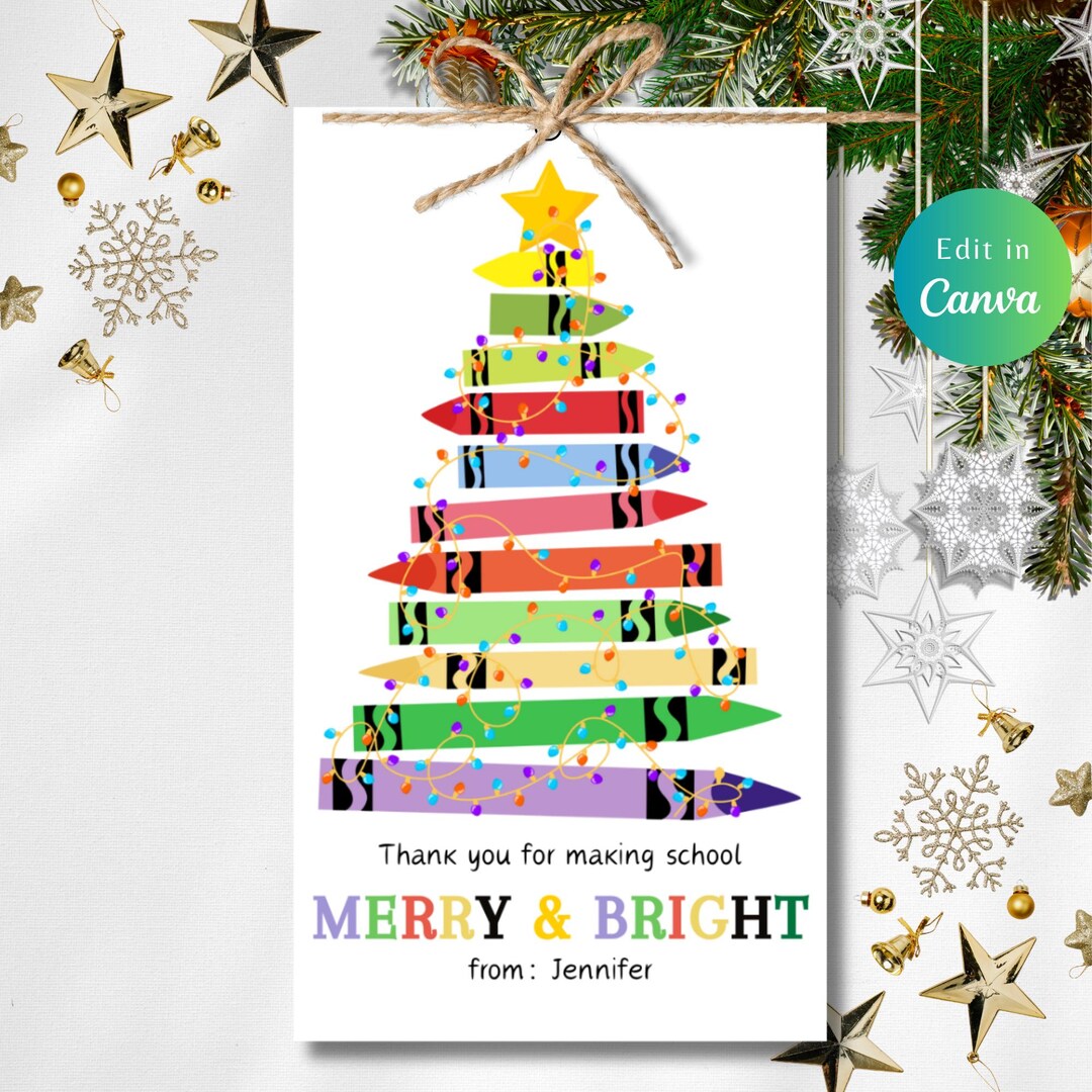 Editable MERRY AND Bright Tag, Gift Tag Printable, Holiday Gift Tag ...