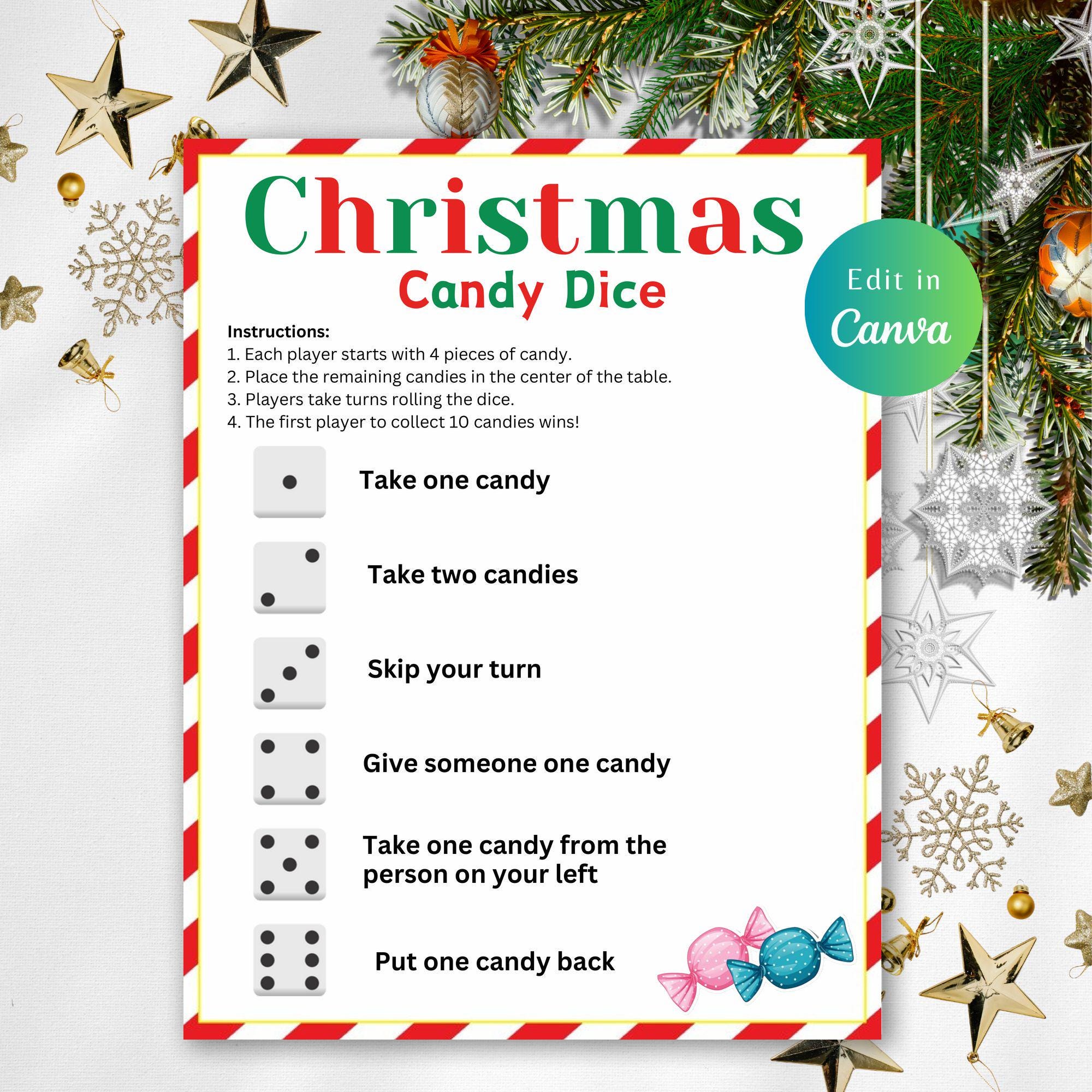 Christmas Candy Dice Game | Christmas Games for Kids | Christmas ...