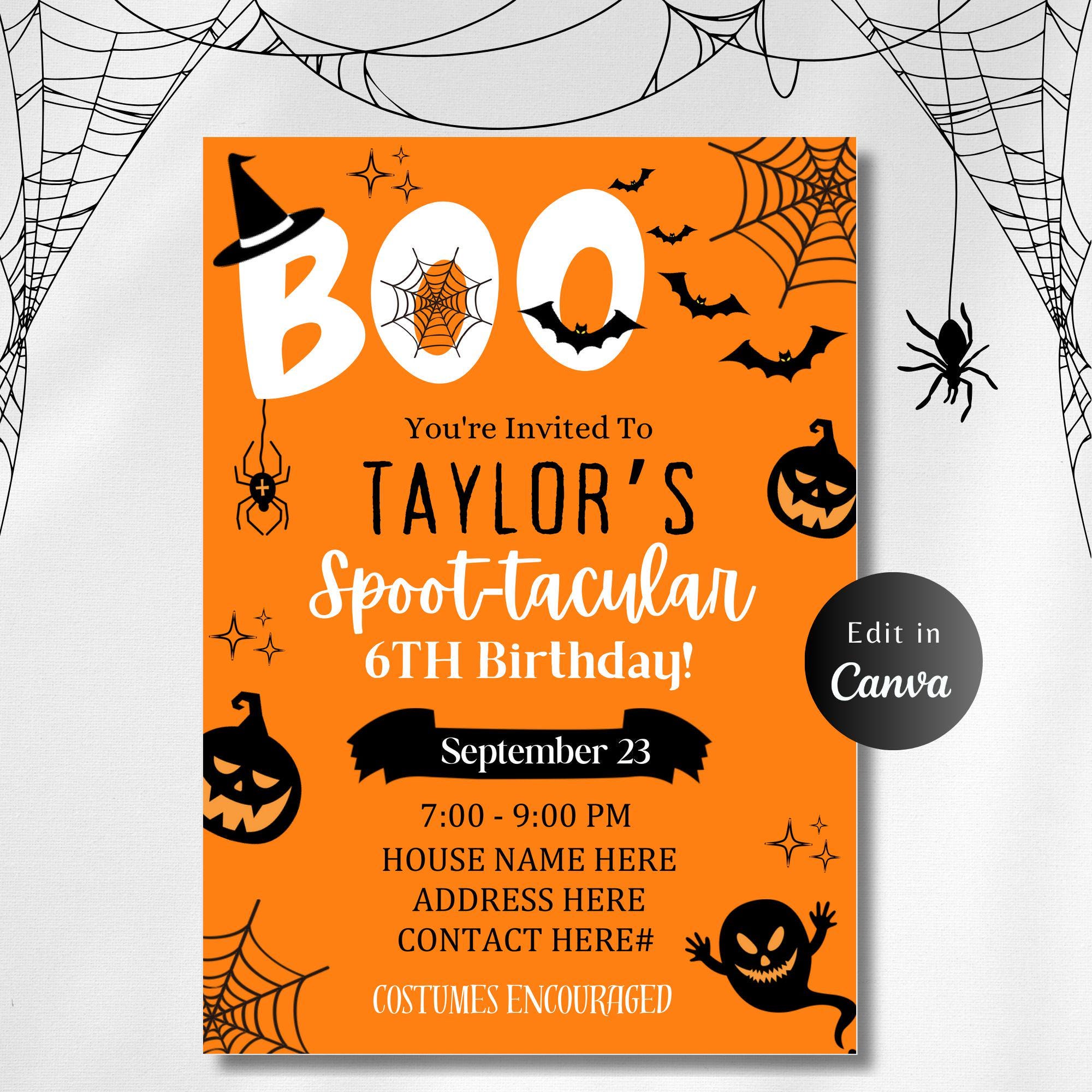 EDITABLE HALLOWEEN BIRTHDAY Invite, Birthday Invitation, 1st Birthday ...