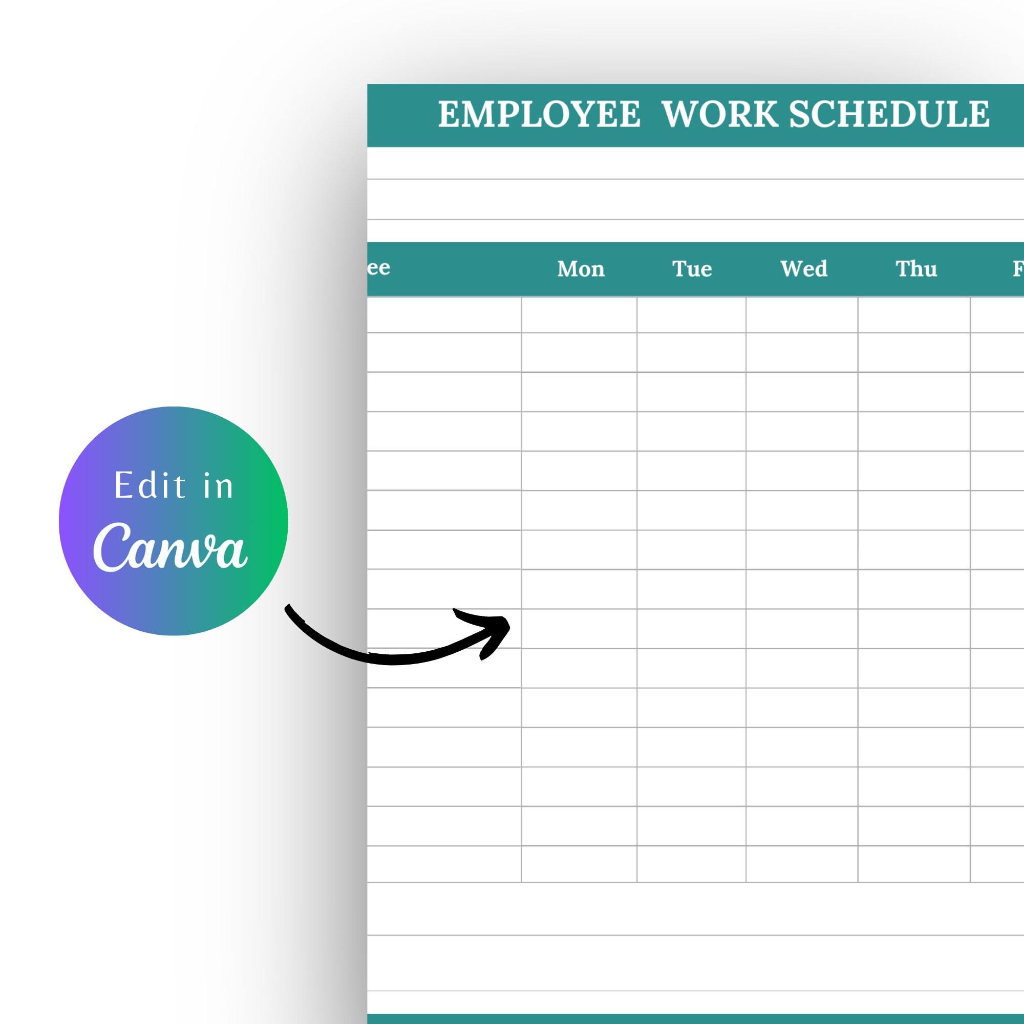 EMPLOYEE WORK SCHEDULE, Organizer, Work Time Tracker, Employee ...