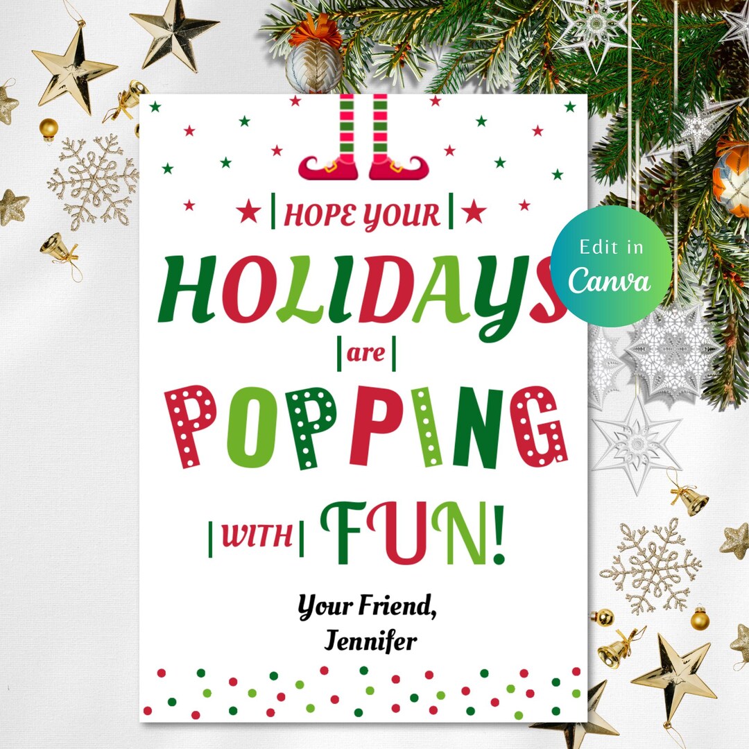 Editable HOPE YOUR Holidays Popping, Christmas Tags, Christmas Gift ...