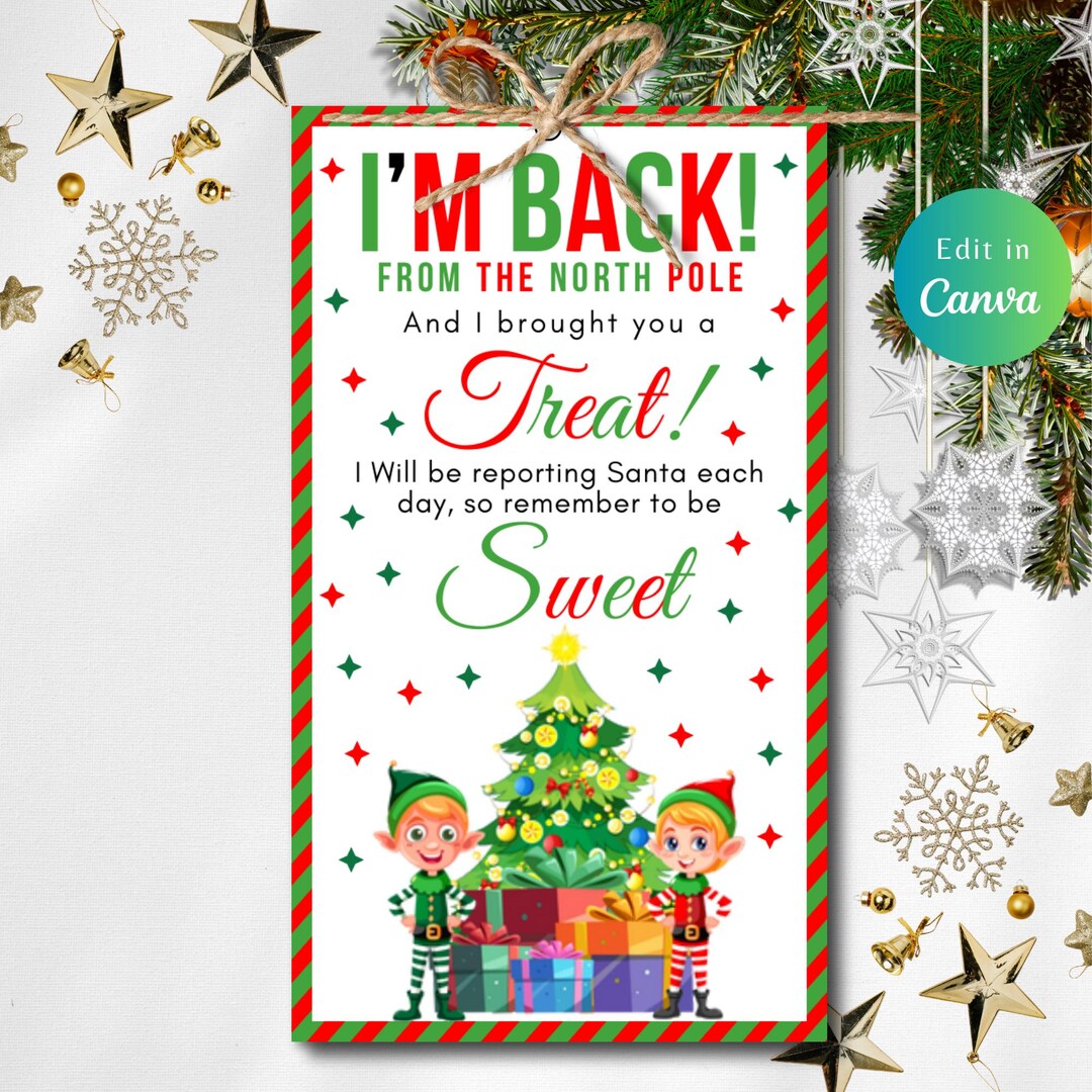 Editable ELF IM Back Tags, Christmas Parties for Holiday FUN Great Elf ...