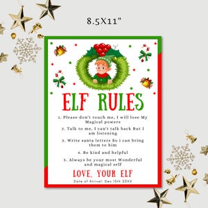 PRINTABLE ELF RULES Sign, Elf Letter, Elf Printable, Letter From Elf ...