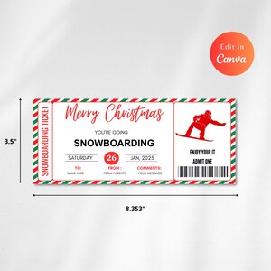 Editable Snowboard Ticket Template, Ski Trip Pass Gift Certificate ...