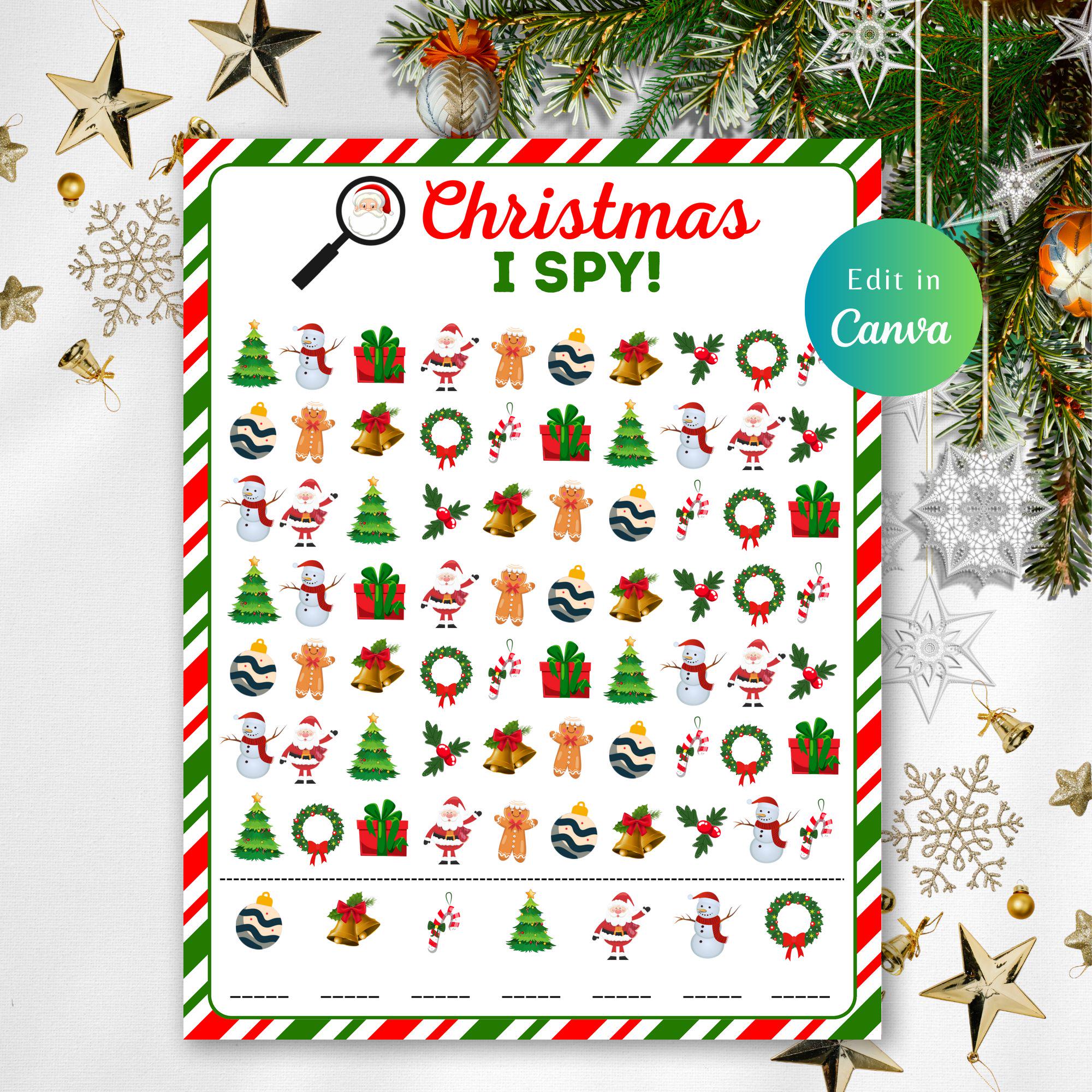 PRINTABLE I SPY Christmas , Printable Games, Party Favor, Christmas ...