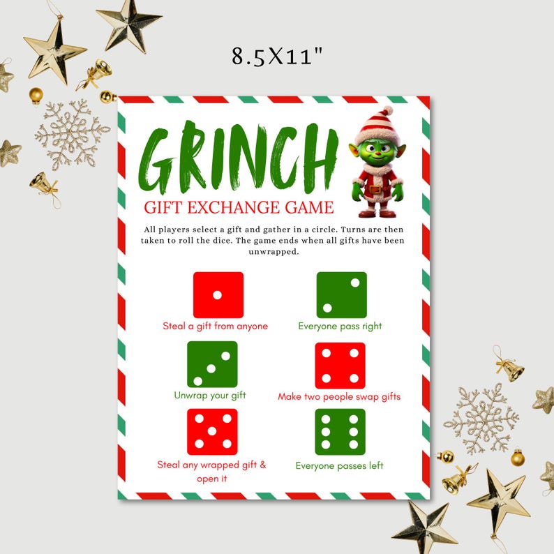 PRINTABLE GRINCHMAS GIFT Exchange, Grinch Gift Exchange, Game ...