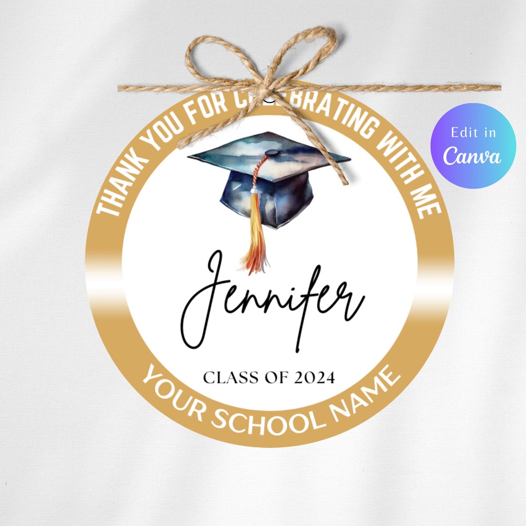 Editable Modern Graduation Thank You Favor Tag Template, Printable ...