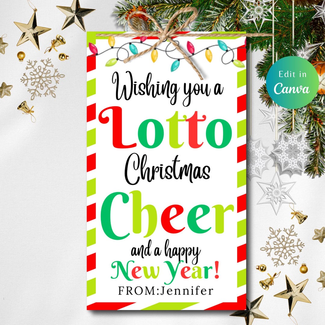 Editable Wishing You A LOTTO Cheer , Happy New Year Gift Tag, Holiday ...