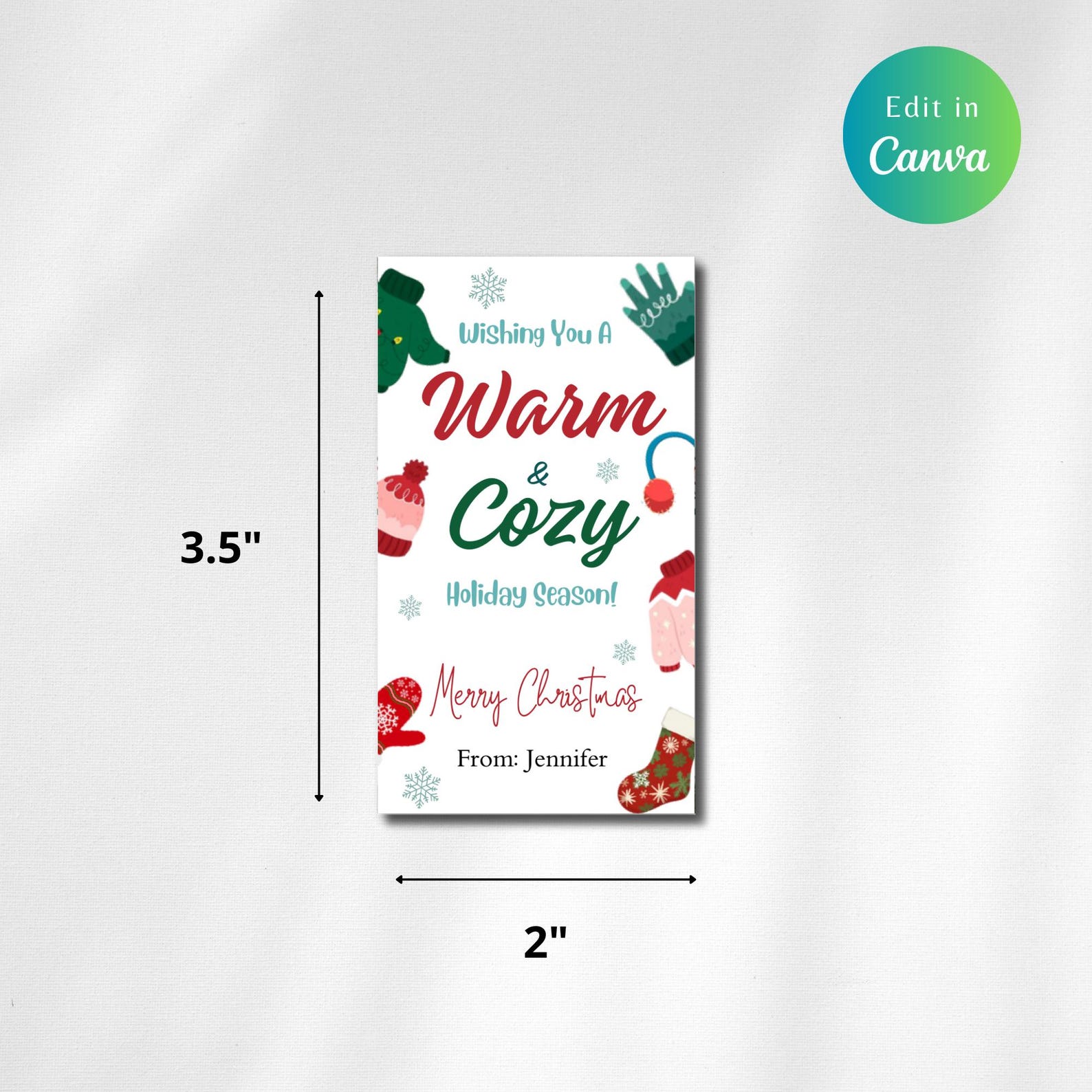 Editable WARM AND Cozy Holiday Season Gift Tag, Merry Christmas Gift ...
