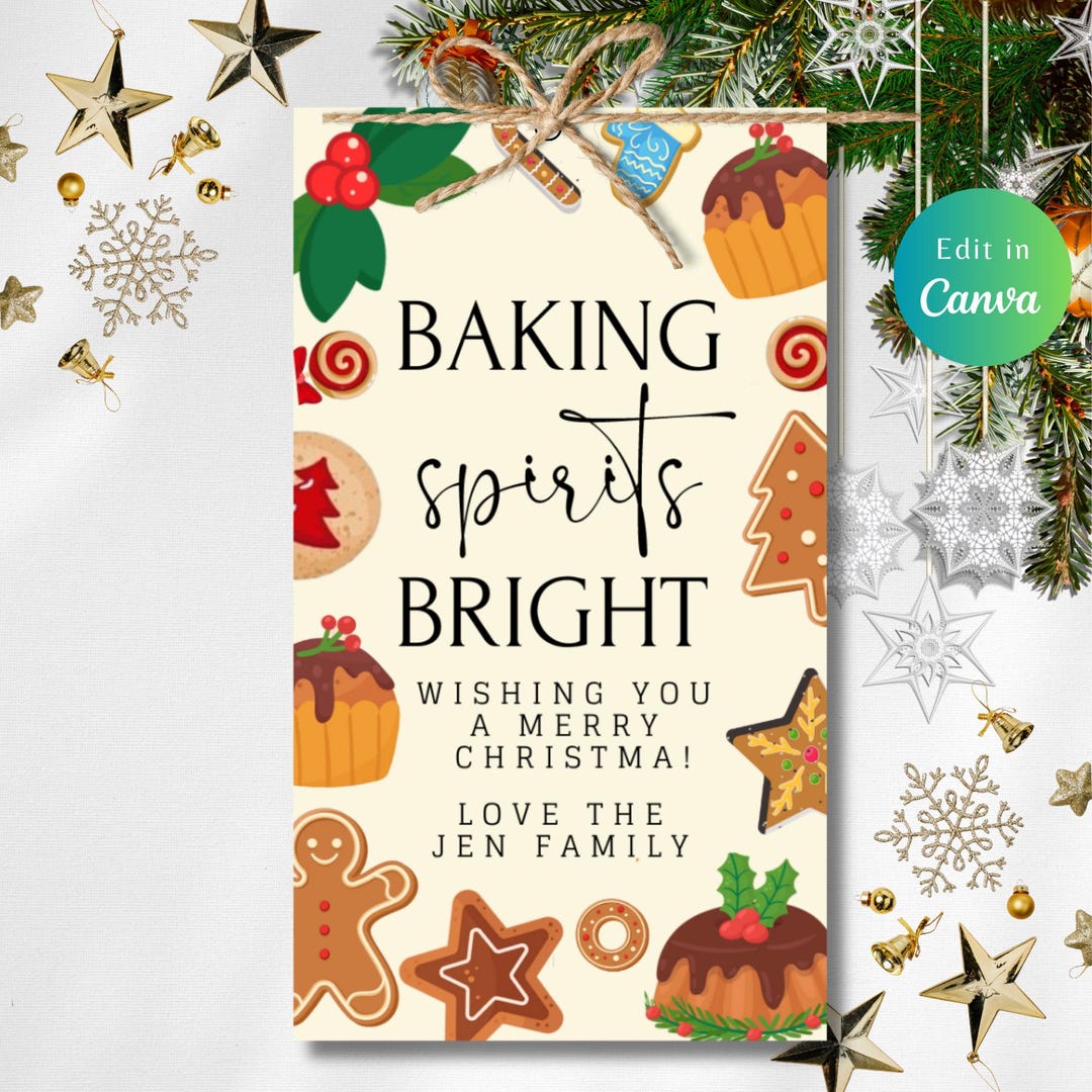 Editable BAKING SPIRITS Bright Tag, Editable Template, Corjl Template ...