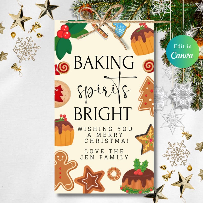 Editable BAKING SPIRITS Bright Tag, Editable Template, Corjl Template ...