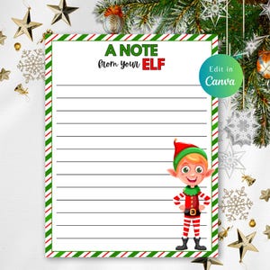 PRINTABLE ELF NOTECARD, Shelf, Elf Shelf, Printable Notes Elf, Notes ...