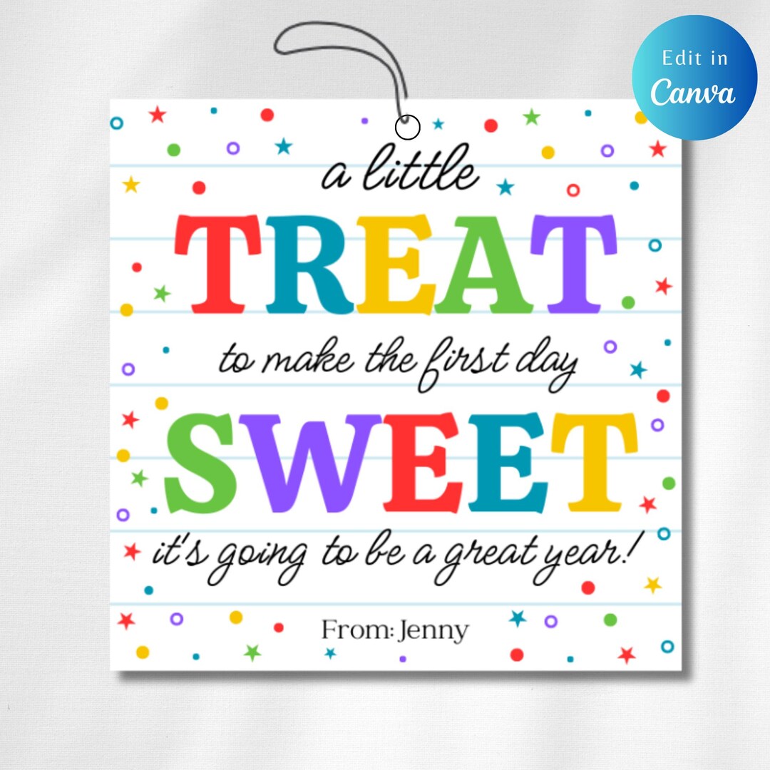 Editable BACK TO School Treat Tags, Cookie Tags, First Day of School ...