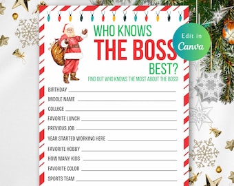 Christmas Who Knows the Boss Best Game, Office Who Knows the Boss Best ...