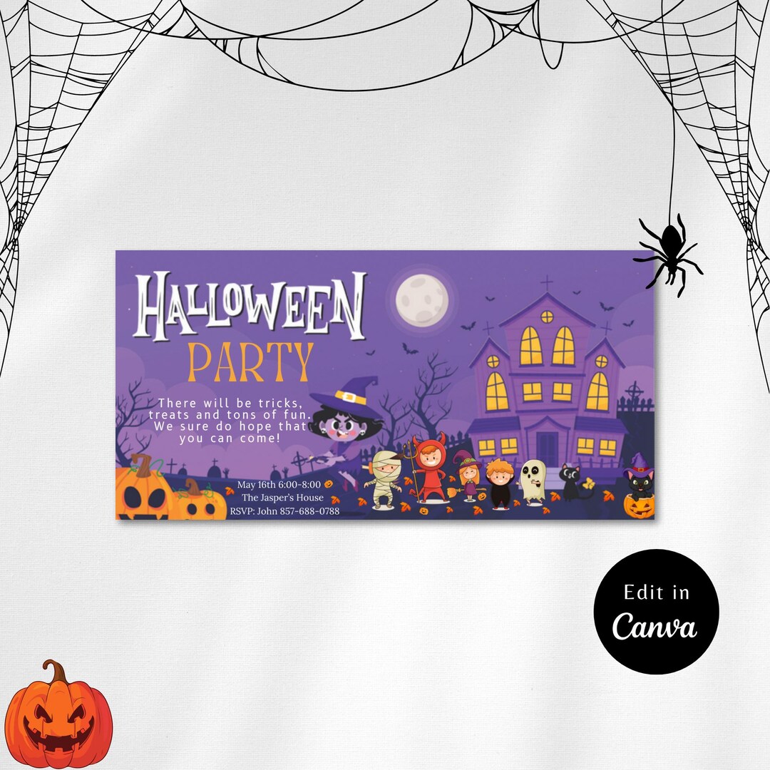 EDITABLE HALLOWEEN PARTY Invitation, Editable - You Edit and Print ...
