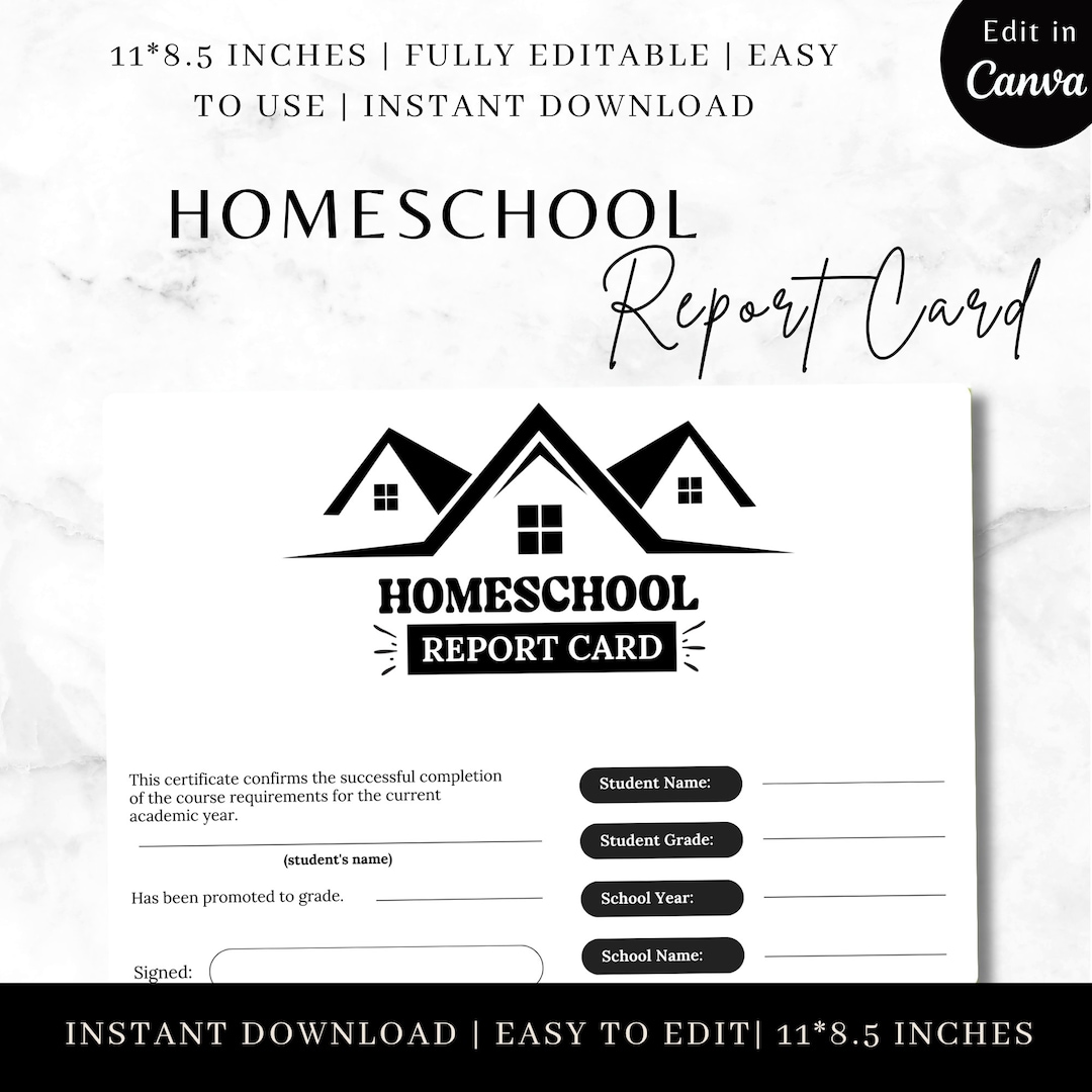 Editable HOMESCHOOL REPORT CARD, Homeschool Record, Record Keeping ...