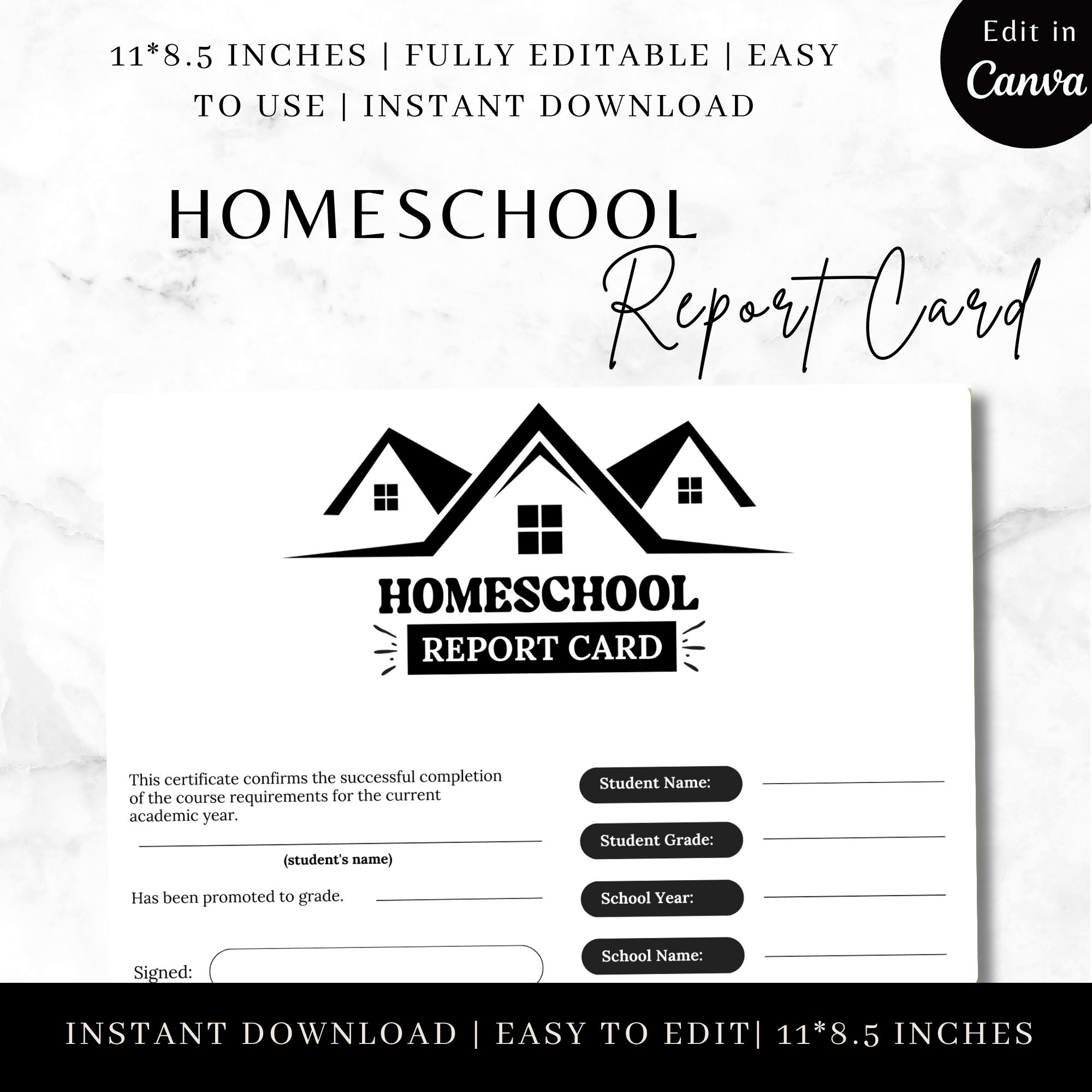 Editable HOMESCHOOL REPORT CARD, Homeschool Record, Record Keeping ...
