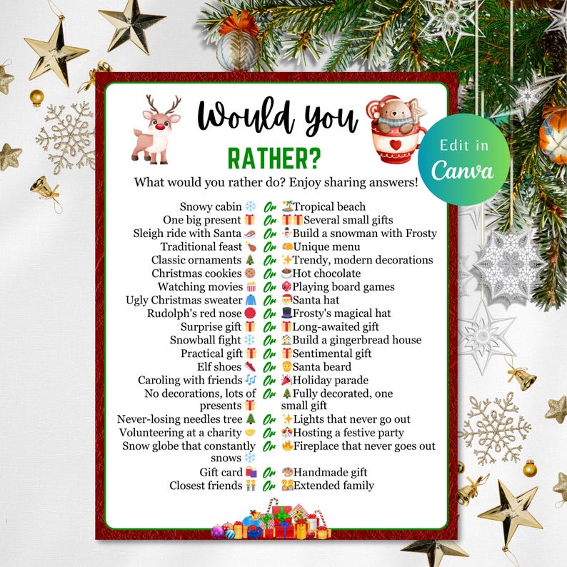 Christmas Would You Rather Game for Office Party | Family Christmas ...